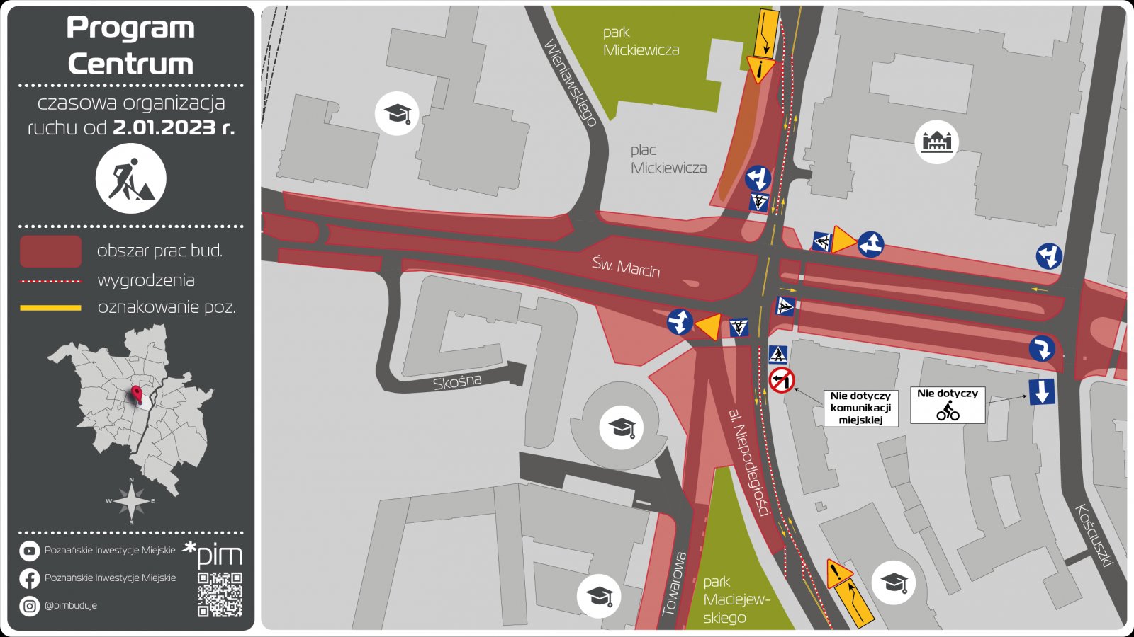 Noworoczne zmiany w ruchu w rejonie ul. Święty Marcin | wpoznaniu.pl